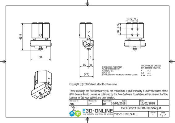 E3D Cyclops+ Dual Hotend – All Metal – Genuine | UK