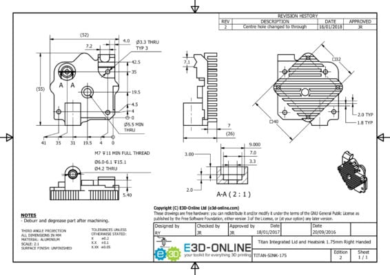 E3D Titan Aero Heatsink - Genuine | UK