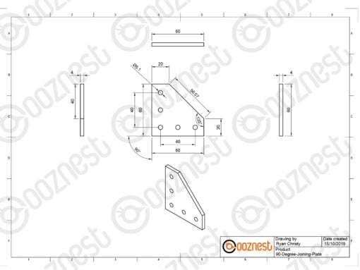 90 Degree Joining Plate - 20 Series - Ooznest