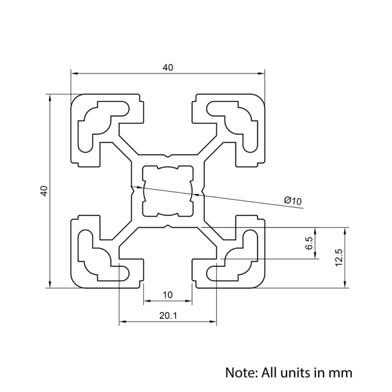 40x40mm - T-Slot Aluminium Extrusion - Ooznest