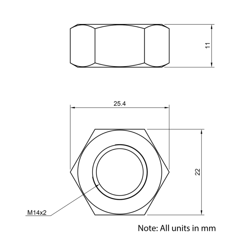 M14 Hexagon Full Nut - A2 Stainless Steel - Ooznest