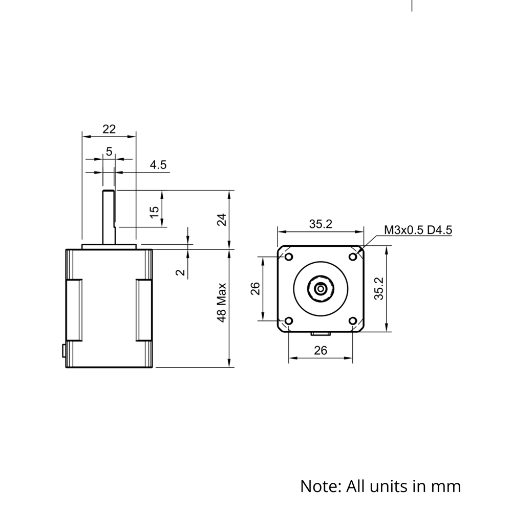 3.7kg-cm (52oz-in) 1.68A 1.8° NEMA14 Stepper Motor - Ooznest