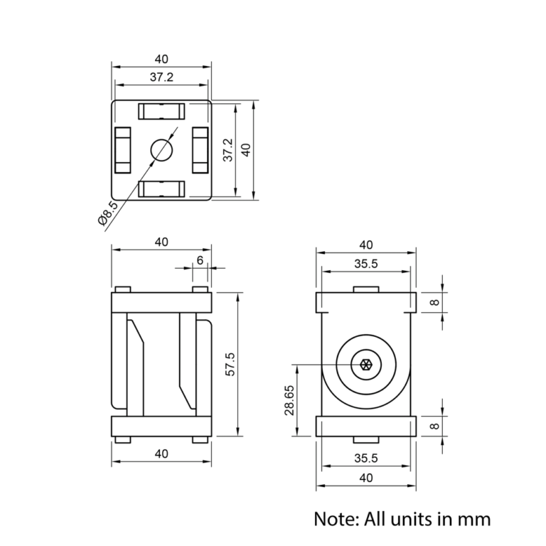 40 Series Pivot Joint - Aluminium Extrusion - Ooznest