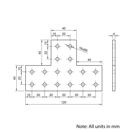 Black Double Slot 20 Series T Plate Connector - Ooznest