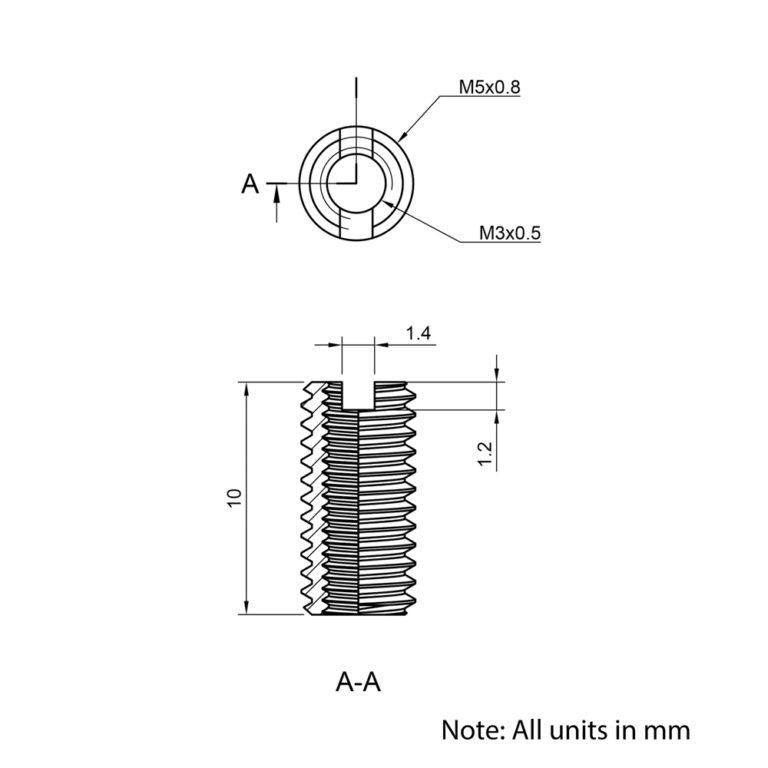 M5 to M3 Thread Reducer - Aluminium Extrusion - Ooznest