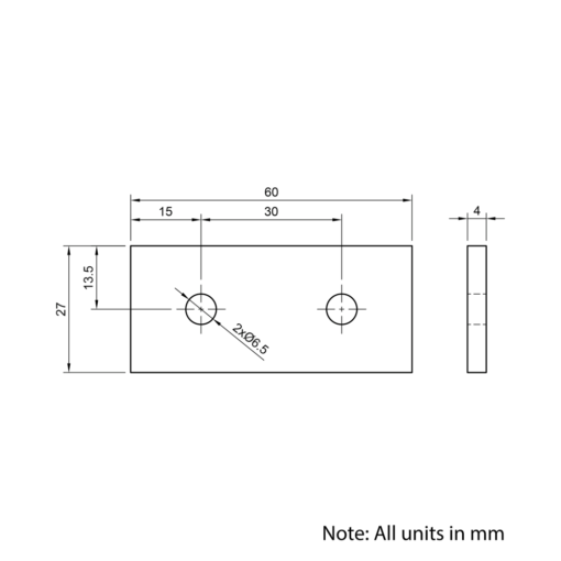 Single Slot 30 Series 2 Hole Plate Connector - Ooznest