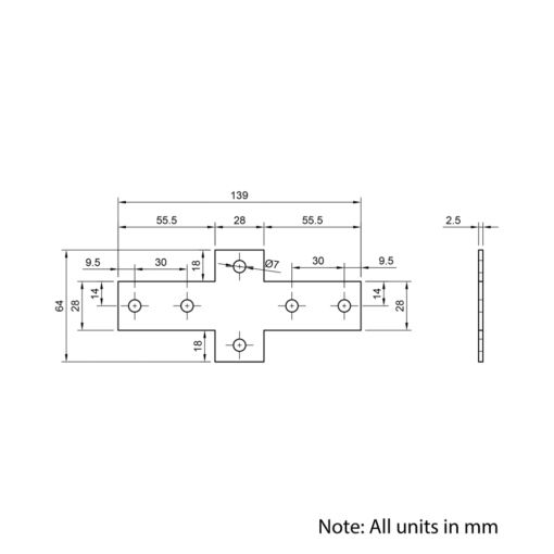 Single Slot 30 Series Cross Plate Connector - Ooznest