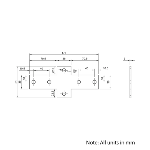 Single Slot 40 Series Cross Plate Connector - Ooznest
