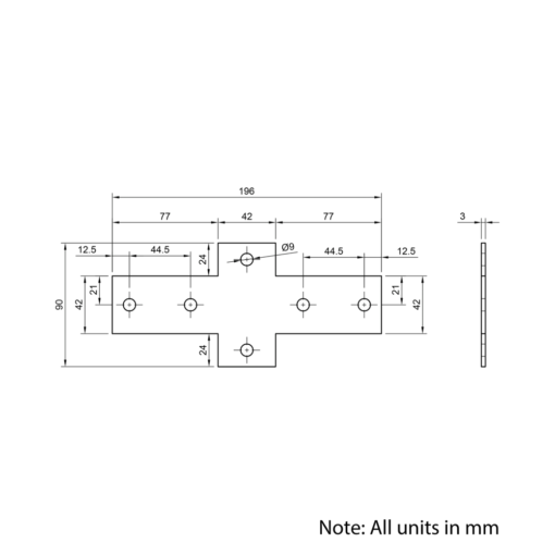 Single Slot 45 Series Cross Plate Connector - Ooznest