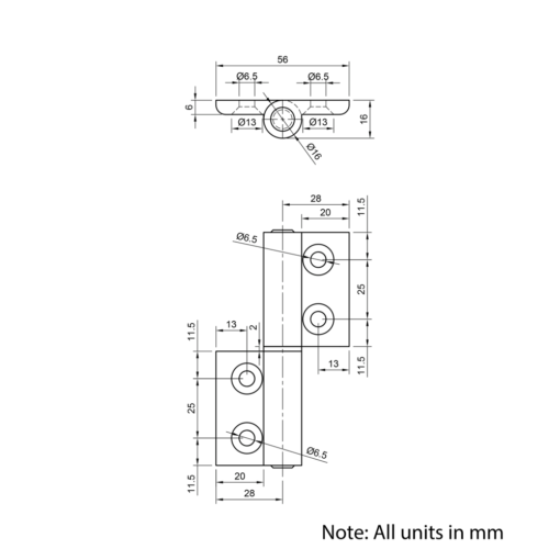 Left-hand 30/30 Series Lift Off Hinge - T-Slot - Ooznest